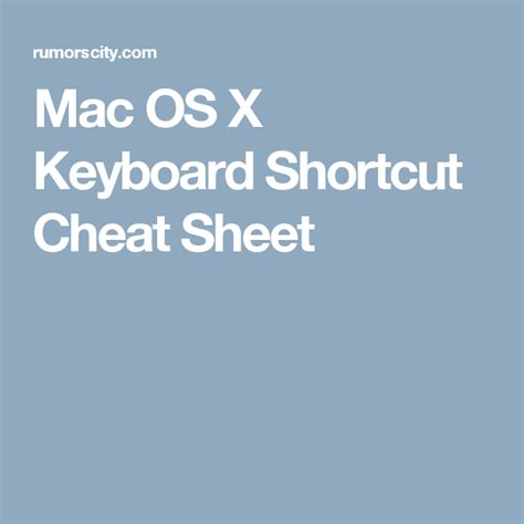 Mac Os Keyboard Shortcuts Cheat Sheet Jaftrak