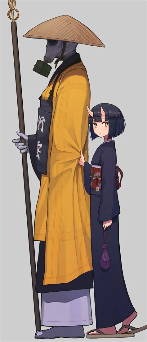 Safebooru 1boy 1girl Black Hair Commentary Request Gas Mask Hat