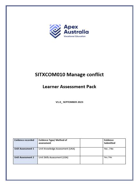 Sitxcom010 Learner Assessment Packv10 Pdf Educational Assessment