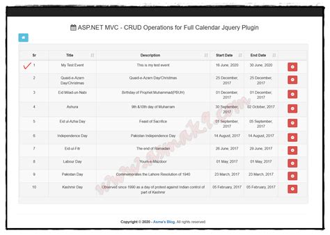 Event Manager Using Aspnet Mvc And Jquery Full Calendar Plugin Asma