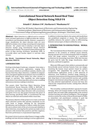 Convolutional Neural Network Based Real Time Object Detection Using YOLO V PDF