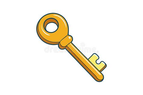 Golden Cartoon Key Icon With A Vibrant Style Symbolizing Security Access Control Unlocking
