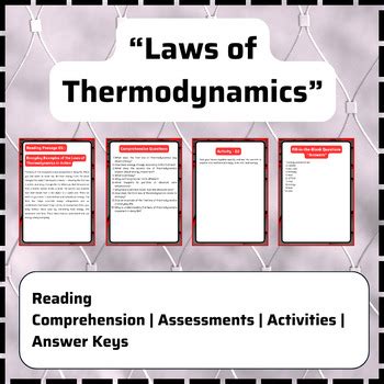 Laws Of Thermodynamics Reading Passages Assessments And Activities