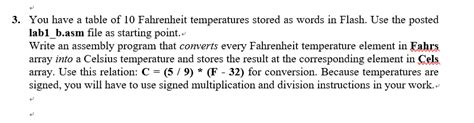 3 You Have A Table Of 10 Fahrenheit Temperatures