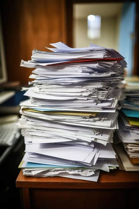 File Stack File Folder With White Background Ai Generated Stock Photo Image Of Archives