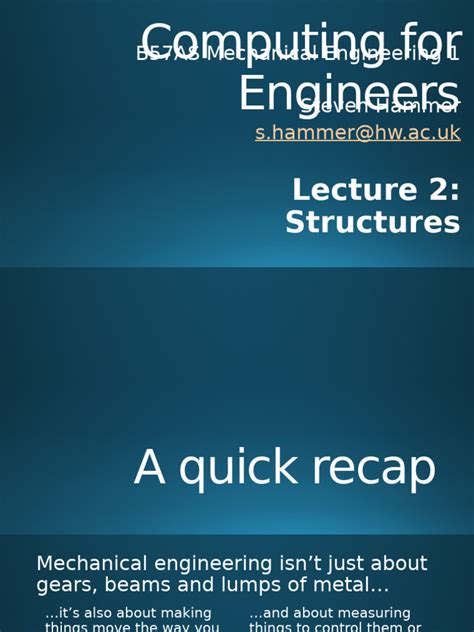 B57as Computing For Engineers Lecture 2 Structures Pdf Boolean Data Type Computer