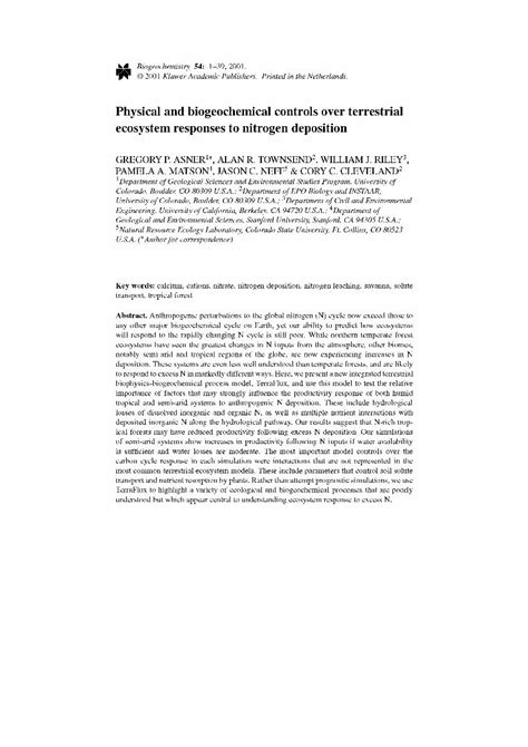 Pdf Physical And Biogeochemical Controls Over Terrestrial · Pdf