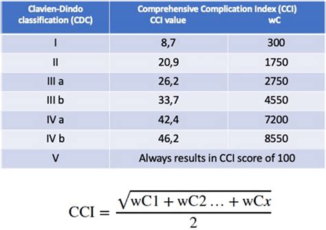 Calculation Of The Comprehensive Complication Index Download