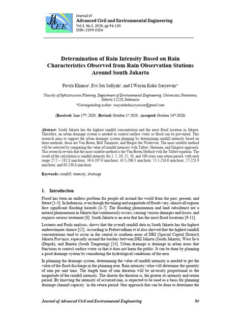 Determination Of Rain Intensity Based On Rain Characteristics Observed