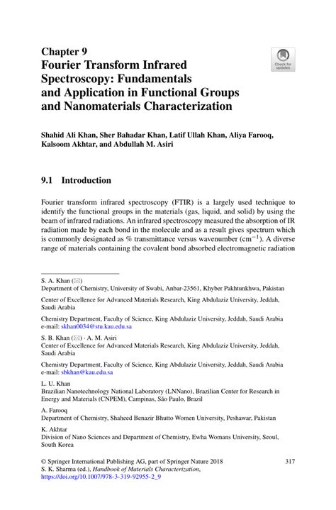 Pdf Fourier Transform Infrared Spectroscopy Fundamentals And Application In Functional Groups