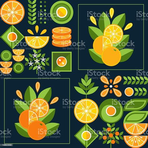 감귤류 레몬 오렌지가 있는 매끄러운 배경은 단순한 기하학적 스타일입니다 추상적 인 모양 브랜딩 식품 패키지 장식 표지 디자인 장식 인쇄 배경에 좋습니다 영감을 받은