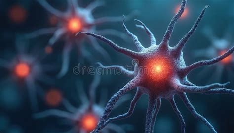 Illustration Of Nerve Cells Neurons Sending Electric Signals Neural