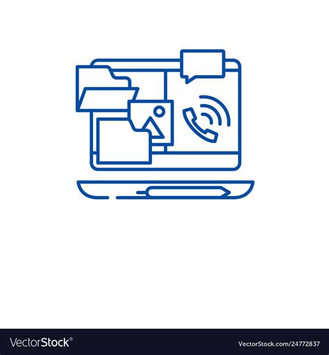 Outsource Work Line Icon Concept Royalty Free Vector Image