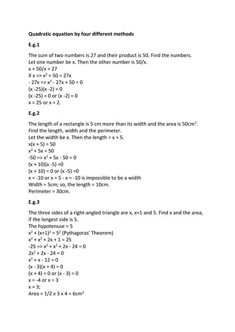 Quadratic Equation By Four Different Methods Pdf