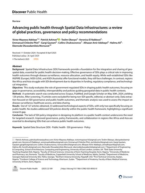 pdf advancing public health through spatial data infrastructures a