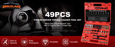 Amazon.com: 8MILELAKE 49Pcs Thread Repair Thread Chaser Tool Set ...
