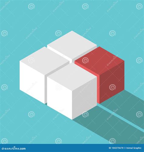 Isometric Red Missing Cube Stock Vector Illustration Of Idea 104375670