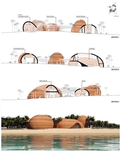 Three Diagrams Showing The Different Sections Of A Building That Has Been Constructed Into One