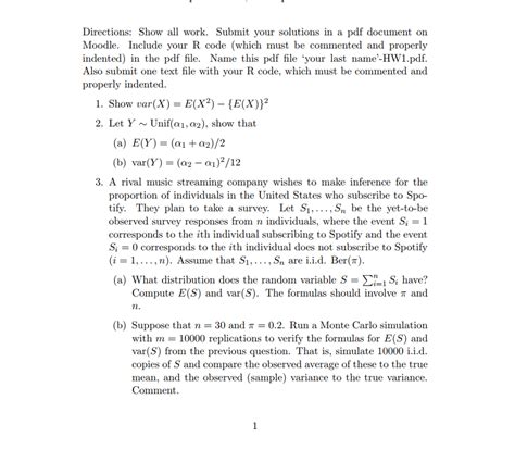 Solved Directions Show All Work Submit Your Solutions In A Chegg