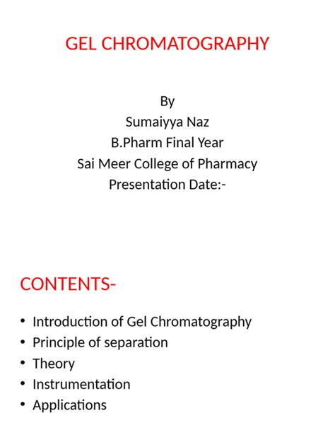 Gel Chromatography Pdf Chromatography Materials Science