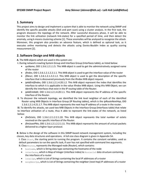 SNMP Project SNMP Based Network Anomaly Detection Using Clustering PDF