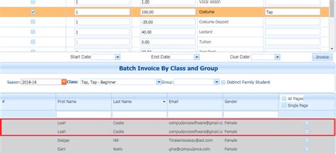 Creat Batch Invoice Select Multiple Classes Compudance Online Helpdesk 1