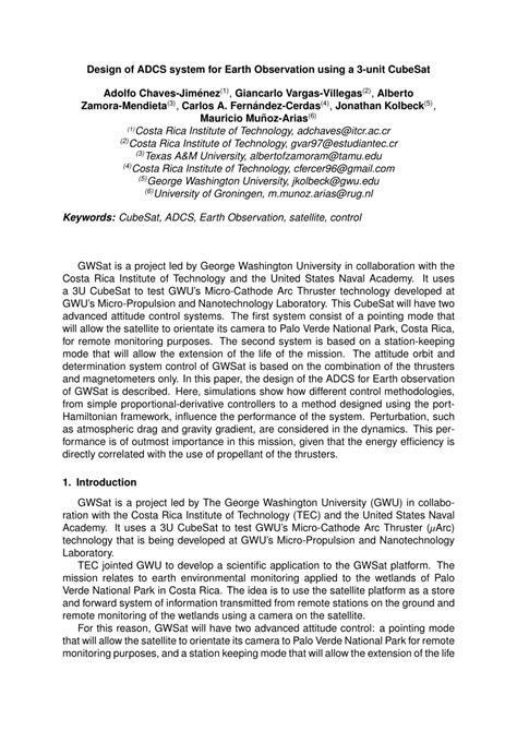 Pdf Design Of Adcs System For Earth Observation Using A 3 Unit Cubesat