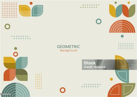 파스텔 배경에 원 반지 선 및 점의 간단한 모양이있는 추상적 인 기하학적 템플릿 평면 디자인 추상적인 배경에 대한 스톡 벡터