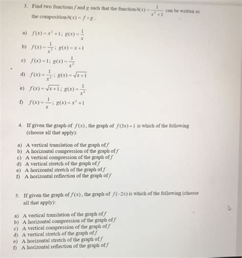 Solved 3 Find Two Functions Fand G Such That The Function