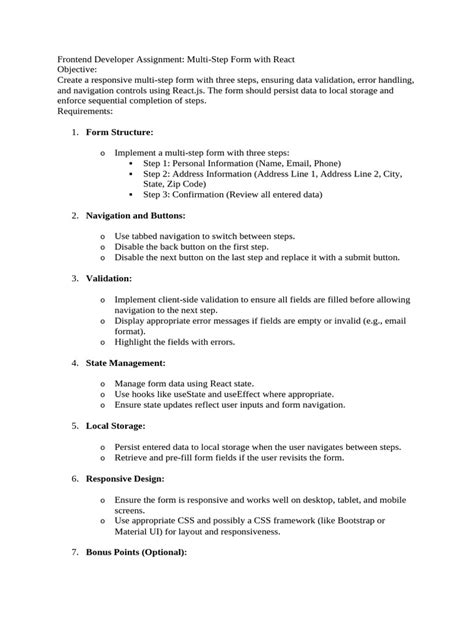 React Js Intern Assignment Pdf Software Software Engineering