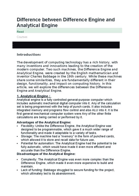 Difference Between Difference Engine And Analytical Engine Difference Between Difference