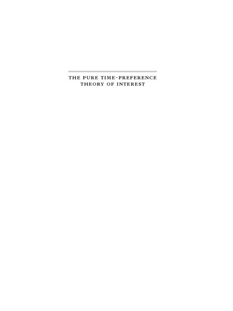 The Pure Time Preference Theory Of Interest Pdf Interest Value Economics