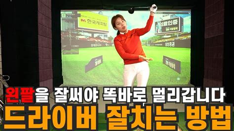 골프레슨 드라이버 잘치는 방법 상하체 회전으로 공간확보 올바른 왼팔회전 움직임으로 슬라이스 훅구질 교정으로 드라이버 비거리