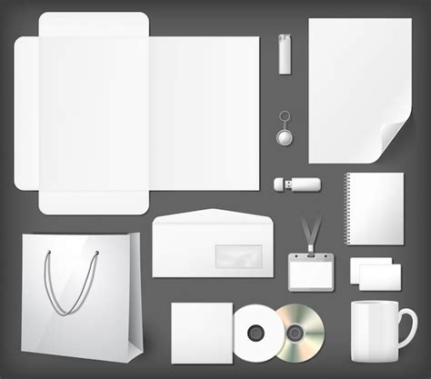 Premium Vector Blank Corporate Identity Mock Ups Set Notepad Cd