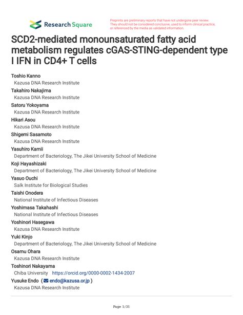Pdf Scd2 Mediated Monounsaturated Fatty Acid Metabolism Regulates