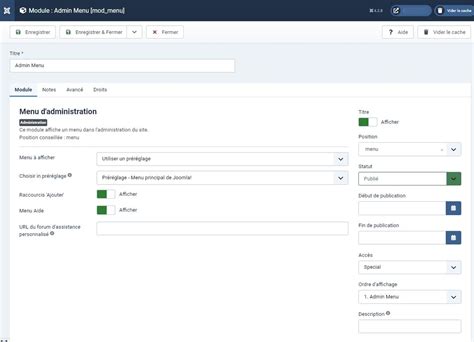Help4xmodules Dadministration Menu Du Tableau De Bord De Ladministration Joomla