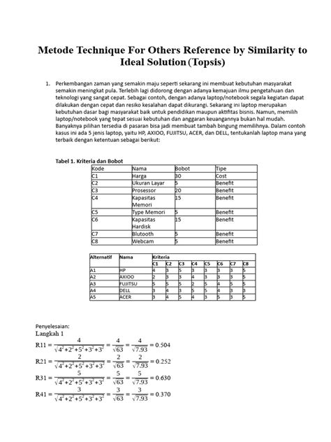 Metode Technique For Others Reference By Similarity To Ideal Solution Pdf