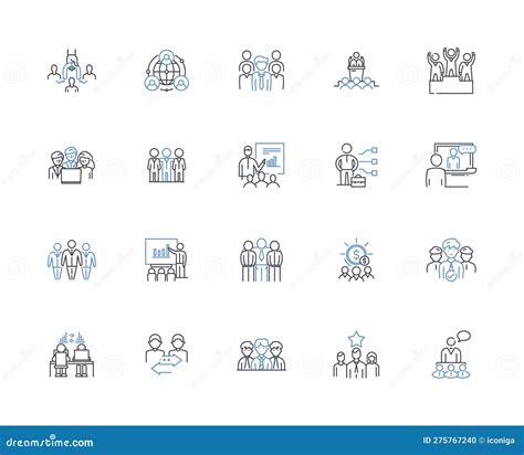 Coalescence Line Icons Collection Fusion Amalgamation Merging