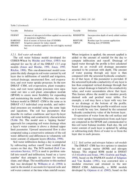 The Dssat Cropping System Model