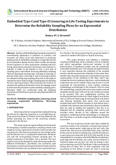 Pdf Embedded Type I And Type Ii Censoring In Life Testing Experiments To Determine The