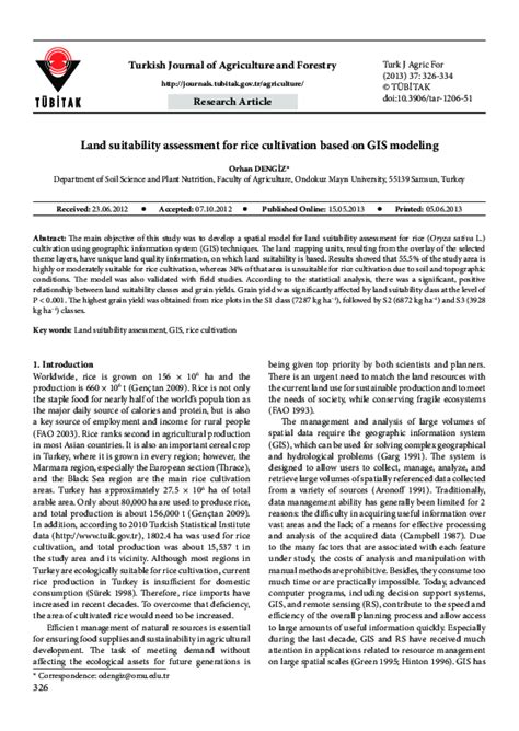 Pdf Land Suitability Assessment For Rice Cultivation Based On Gis Modeling