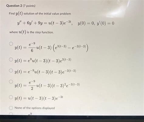 solved find y t solution of the initial value problem