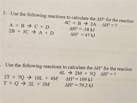 solved 3 use the following reactions to calculate the ahº