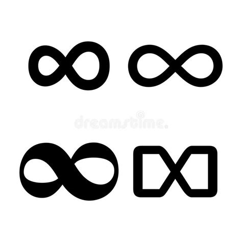Set Of Infinity Geometric Icon Mathematical Tattoo Symbol Endless Abstract Shape Vector