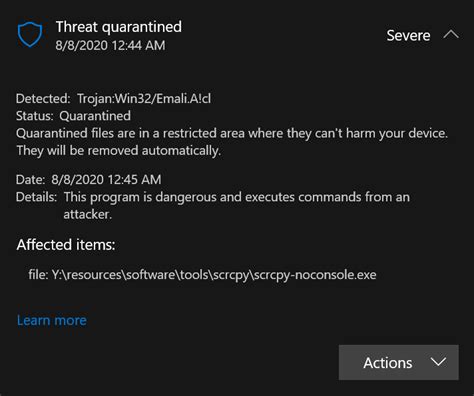 Windows Defender Detects V As A Trojan Issue Genymobile Scrcpy GitHub