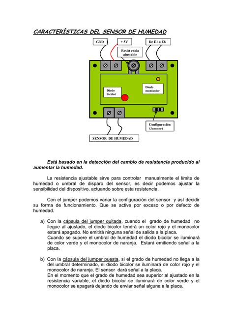 CaracterÍsticas Del Sensor De Humedad