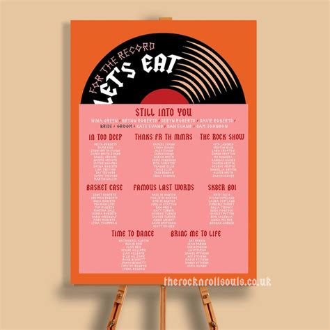 Record Wedding Seating Chart Etsy