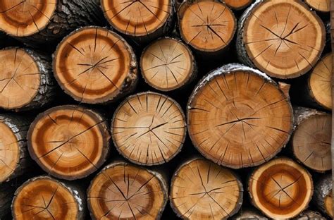 Stacked Wooden Logs Premium Ai Generated Image