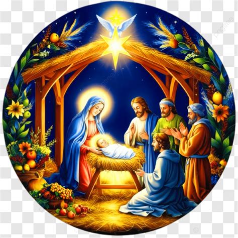 생동감 넘치는 성탄절 예술품에 담긴 성가족의 놀라운 묘사 출생 예수의 탄생 크리스마스 Png 일러스트 및 이미지 에 대한 무료 다운로드 Pngtree