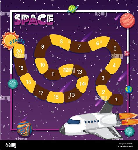 Game Template With Space Theme Background Illustration Stock Vector